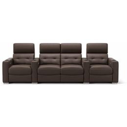 Leder 4-Sitzer Kinosofa Partnersitz bari Braun 308 x 96 x 105 cm - Braun - Sofanella