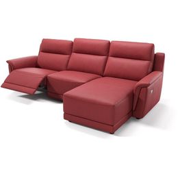 Sofanella - Leder Ecksofa malito Rechts Rot 275 x 101 x 98 cm - Rot