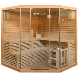 Home Deluxe Traditionelle Sauna - Skyline xl Big - 200 x 200 x 210 cm - für 2-6 Personen, Hemlocktanne, inkl. Saunaofen, Saunazubehör i Dampfsauna Aufgusssauna