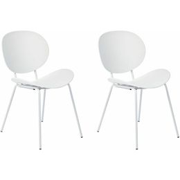 Beliani Esszimmerstuhl 2er Set Weiß Kunststoff mit Metallfüßen Skandi Modern für den Innenbereich Wohnzimmer Esszimmer Möbel Ausstattung Sitzmöbel - Weiß
