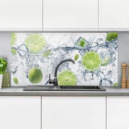 MICASIA Spritzschutz Glas - Erfrischende Limette - Quer 1:2 Größe HxB: 59cm x 120cm