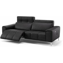 Leder 3-Sitzer Sofa salento Schwarz s: 200 Breite x 100 Tiefe Füße: Matt-Schwarz - Schwarz - Sofanella
