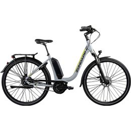 Zündapp Zündapp E-Bike X300, 7 Gang Shimano Nexus Schaltwerk, Nabenschaltung, Mittelmotor, 400 Wh Akku, Pedelec, Elektrofahrrad für Damen u. Herren, Cityrad, silberfarben