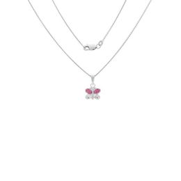 Firetti Kette mit Anhänger Schmuck Geschenk Silber 925 Halsschmuck Halskette Ankerkette, mit Kristallen, rosa|silberfarben