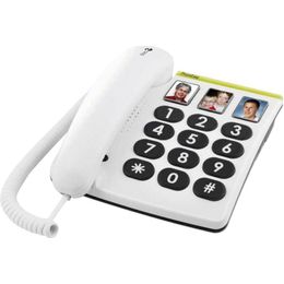 Doro Großtastentelefon PhoneEasy 331ph Kabelgebundenes Telefon (Fotowahltasten), weiß