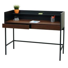 Schreibtisch MCW-J79, Bürotisch Computertisch Arbeitstisch, Schublade 120x50cm Holz Metall ~ Walnuss-Optik
