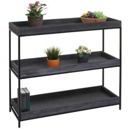 Regal MCW-K71, Standregal Pflanzregal Bücherregal, Holz Metall 3 Ablagen 90x100x35cm ~ dunkelgrau