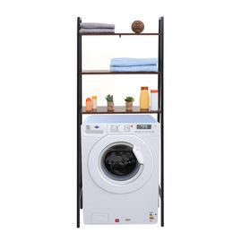 Standregal MCW-K82, Badregal Waschmaschinen-Regal Leiterregal, Industrial Metall Holz 155x64x25cm ~ braun