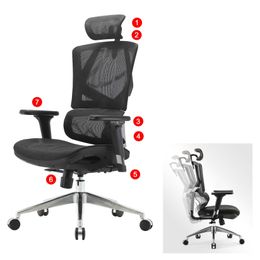 Bürostuhl MCW-J89, Schreibtischstuhl ergonomisch, Lordosenstütze hohe Rückenlehne 3D-Armlehnen ~ Mesh schwarz
