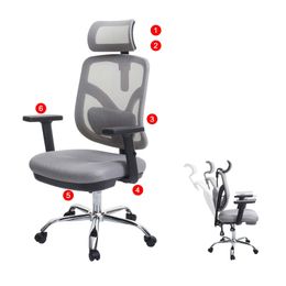 Bürostuhl MCW-J92, Schreibtischstuhl, ergonomisch, verstellbare Lordosenstütze und Armlehne ~ grau