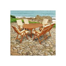 Indoba Garten-Essgruppe Sun Flair, (7-tlg), mit Auflagen Premium Beige - IND-70558-SFSE7AUHL, beige