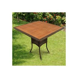 Indoba Gartentisch Valencia, quadratisch - Polyrattan - braun - IND-70113-TI, schwarz