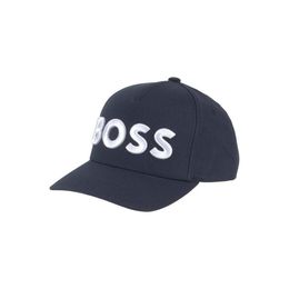 BOSS Baseball Cap Sevile-BOSS-6 mit kontrastfarbenem Labelschriftzug, blau
