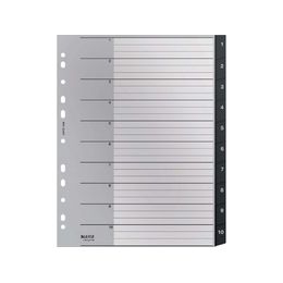 Leitz Aktenordner Recycle Register aus Polypropylen, extrabrei, grau