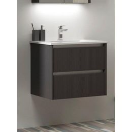 Welltime Waschtisch Urban, mit Keramik Waschbecken, 2 Schubladen mit Softclose, Breite 60 cm, grau