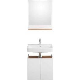 Saphir Badmöbel-Set Quickset 947 2-teilig, Waschbeckenunterschrank mit Spiegel, (2-St), Waschplatz 60 cm breit, 2 Türen, inkl. Türdämpfer, Weiß Glanz, weiß