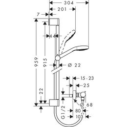 Hansgrohe Brausenkombi Croma Select E Vario/Ecostat Comfort Unica Crometta 900mm 27082400