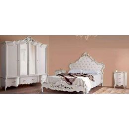 JVmoebel Schlafzimmer-Set Weißes Schlafzimmer Set Bett 2x Nachttische Kleiderschrank