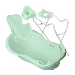 Tega-Baby Babybadewanne 4 Teile SET – DUCK Grün + Ständer Weiss