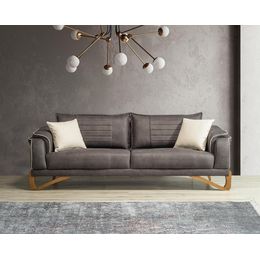 JVmoebel 3-Sitzer Designer Graues Sofa 3-Sitzer Moderner Couch Textil Wohnzimmer