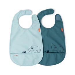 Done by Deer Lätzchen Latz Set Deer friends Blue 2 Stück Sabberlatz mit Auffangtasche