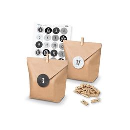 itenga befüllbarer Adventskalender Adventskalender Set 18 Geschenktüten + Klammern + Sticker