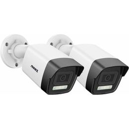 ANNKE 3K PoE-Überwachungskamera, 2 PoE-IP-Kameras mit Flutlicht, Personen-/Fahrzeugerkennung im Freien, Farbnachtsicht, integrierter