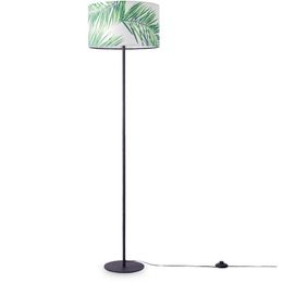 Stehlampe Wohnzimmer Leselampe Lampenschirm Deko Schlafzimmer Kinderzimmer Palme Grün (Ø38cm), Stehleuchte - Schwarz - Paco Home