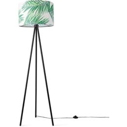 Paco Home Lampenschirm Stehlampe Wohnzimmer Stativ Lampe Büro Kinderzimmer Jungle Palme Grün (Ø45.5cm), Stehleuchte - Schwarz