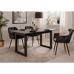 CAESAROO Tisch 160x90 cm ausziehbar auf 200 cm Schiefer schwarz und anthrazit grau Schwärze
