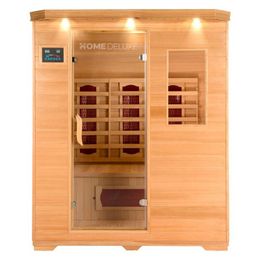 Home Deluxe – Infrarotkabine REDSUN L – 153 x 110 x 190 cm - für 3 Personen, 6 Keramikstrahler, Holz: Hemlocktanne I Infrarotsauna, Sauna,