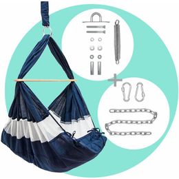 AMANKA - Baby Hammock with 100cm Chain - 250kg Ceiling Hook - Spring Cradle with Mattress - blau