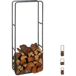 Kaminholzregal, Holzscheite Stapelhilfe, aus Stahl, innen und außen, Brennholzregal, HxB 150x60 cm, anthrazit - Relaxdays