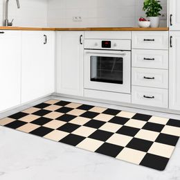 Teppich Geometrisches Muster Schachbrett Schwarz Beige
