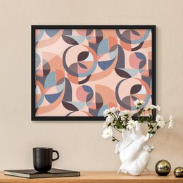 Bilderwelten Bild mit Rahmen originell beige Abstrakt inkl. Rahmung - Moderne Kreise - Deko Wohnzimmer Schlafzimmer