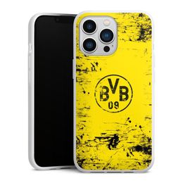 DeinDesign iPhone 13 Pro Handy Silikon H&uuml;lle Case wei&szlig; Handyh&uuml;lle Bvb Official Licensed Product Borussia Dortmund Silikon Case