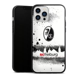 DeinDesign iPhone 13 Pro Max Handy Silikon H&uuml;lle Case schwarz Handyh&uuml;lle Skyline Sc Freiburg Logo