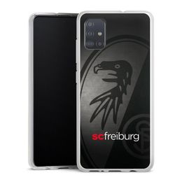 DeinDesign Galaxy A51 Handy Silikon H&uuml;lle Case transparent Handyh&uuml;lle Official Licensed Product Sc Freiburg Metallic Look Silikon Case