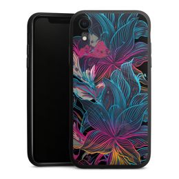 DeinDesign iPhone Xr Handy Premium Silikon H&uuml;lle Handyh&uuml;lle schwarz Case Colourful Flowers Neon Silikon Premium Case