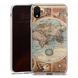 DeinDesign iPhone Xr Handy Silikon H&uuml;lle Case transparent Handyh&uuml;lle Vintage Map World Map Silikon Case