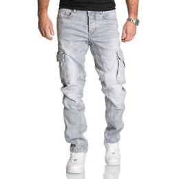 REPUBLIX Straight-Jeans Jeans Hose Herren Regular Fit Denim Cargo Jeans Hose