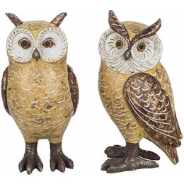 Eulenfigur Figuren owl Abbildung 2 Einheiten gelbe Bugos 20x12x10cm 27449 - Amarillo - Signes Grimalt