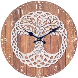 Signes Grimalt - Wand adorno Uhr Life Tree Clock Braune Uhren 4x34x34cm 30092 - Marrón