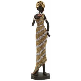 Afrikanische Figurenfiguren Abbildung Afrikanische afrikanische Frauen und Gold -Elefanten 7x8x33cm 28685 - Dorado - Signes Grimalt