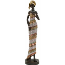 Afrikanische Figurenfiguren Abbildung Afrikanische afrikanische Frauen und Gold -Elefanten 9x11x44cm 28686 - Dorado - Signes Grimalt