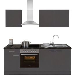 Optifit Küchenzeile Malika, Breite 210 cm, mit Hanseatic-E-Geräten, grau