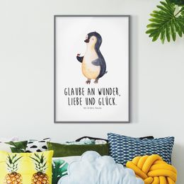 Bilderwelten Bild mit Rahmen Mr. & Mrs. Panda - Pinguin - Wunder und Gl&uuml;ck