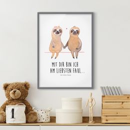Bilderwelten Bild mit Rahmen Mr. & Mrs. Panda - Faultier - Mit Dir