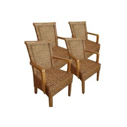 Casamia Esszimmerstuhl Esszimmer Stühle Set mit Armlehnen 4 Stück Rattanstühle braun Perth Ko
