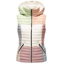 Navahoo Damen Steppweste &Auml;rmellose Weste im Colourblocking-Stil und Kapuze Shadaa Multikulti
